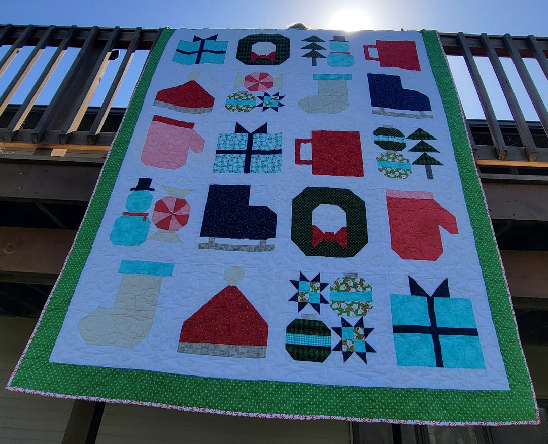 Colorful Whimsical Christmas and Holiday Sampler Quilt - Etsy