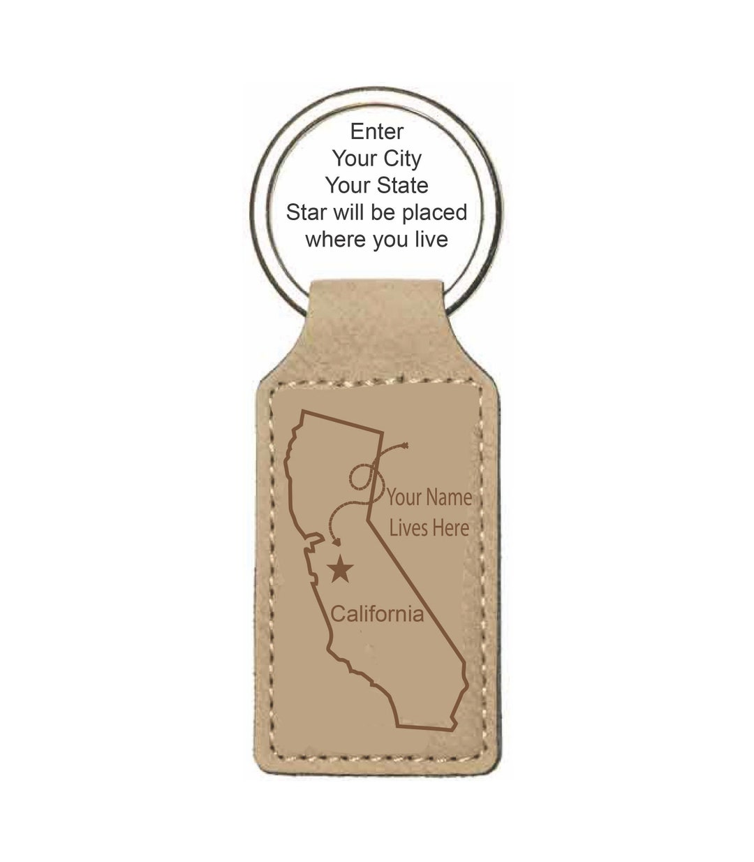 Engraved Personalized I Live Here California Key Chain - Etsy