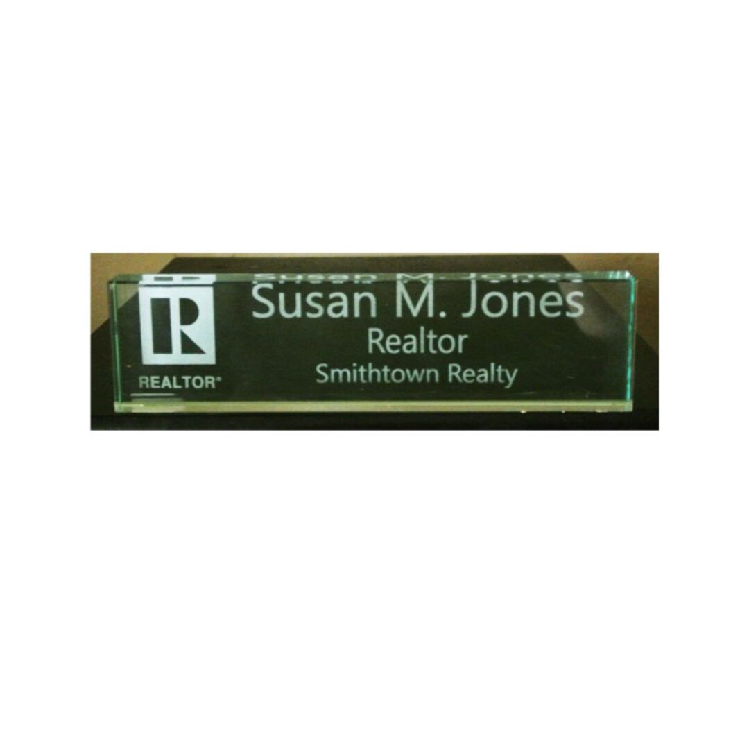 Personalized Engraved Glass Desk Name Bar - Nameplate - Etsy