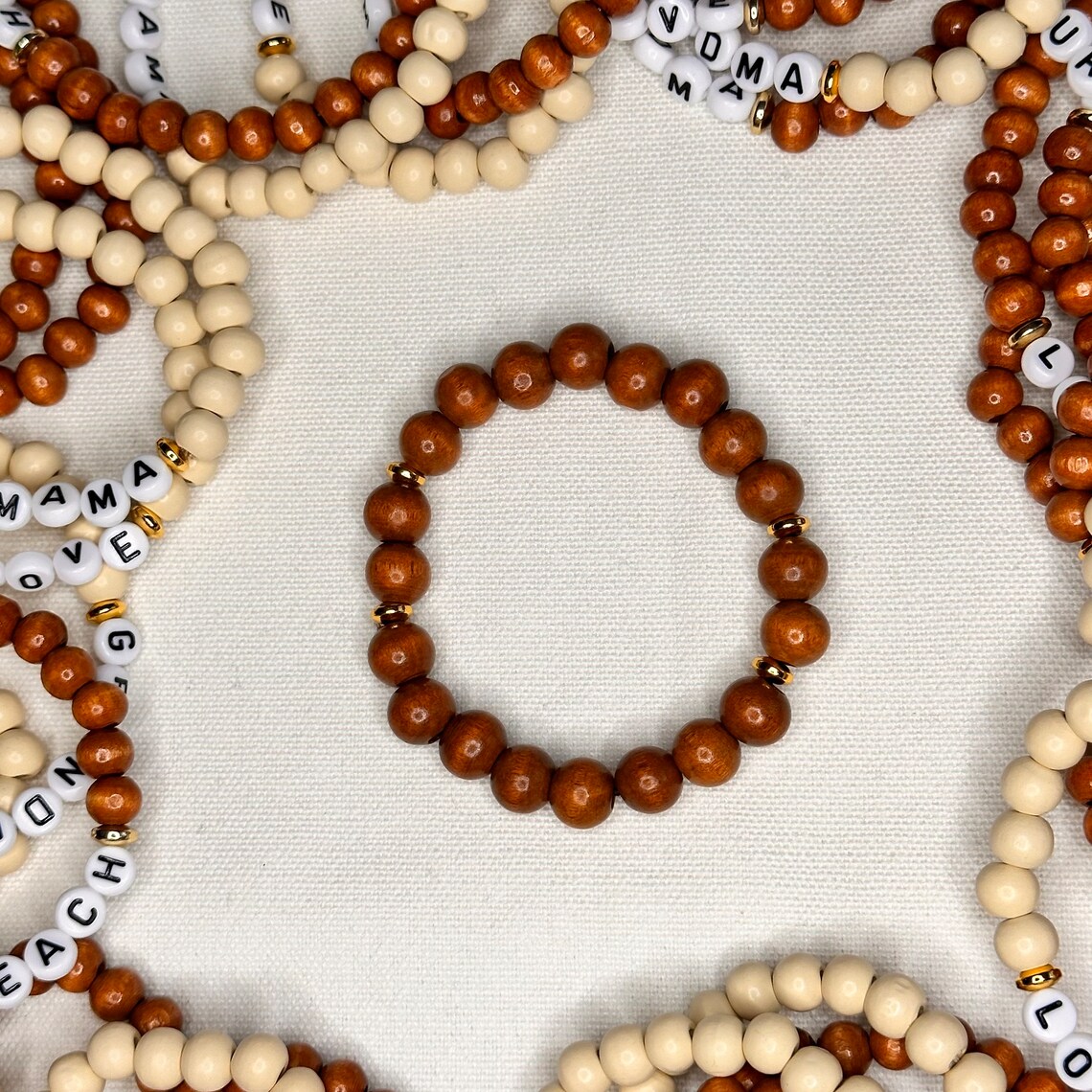 Wooden Bead Word Bracelet - Etsy