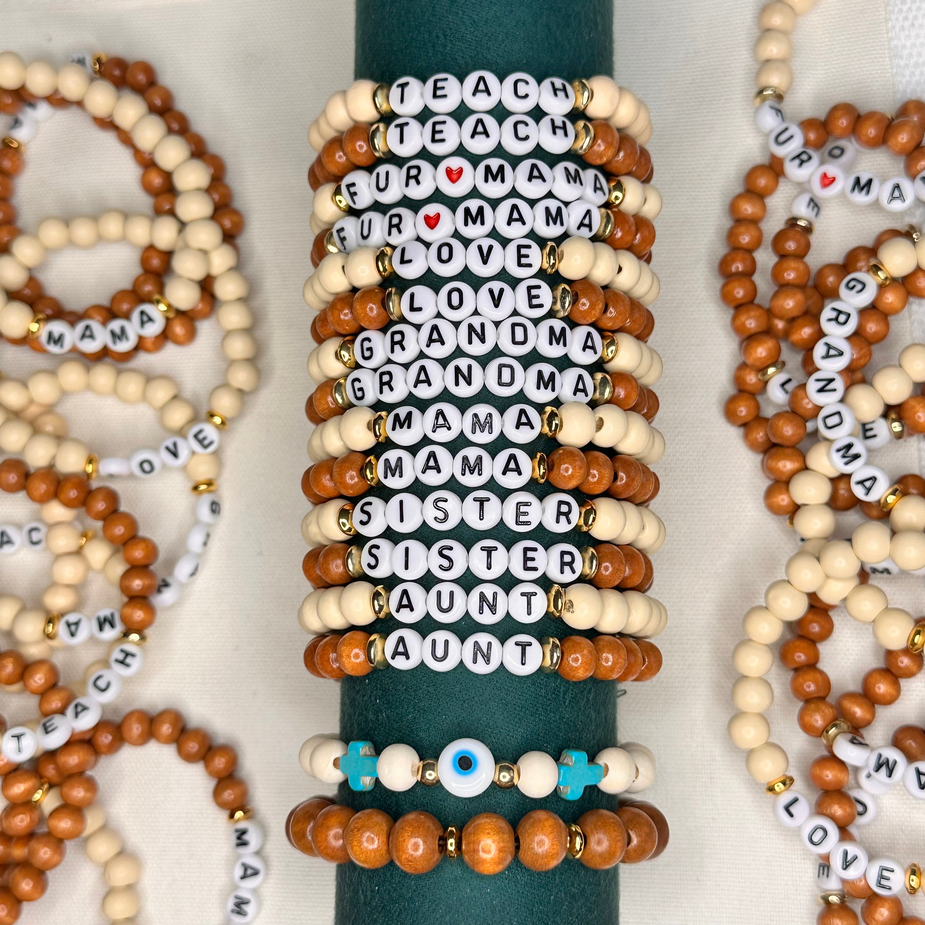 Wooden Bead Word Bracelet - Etsy