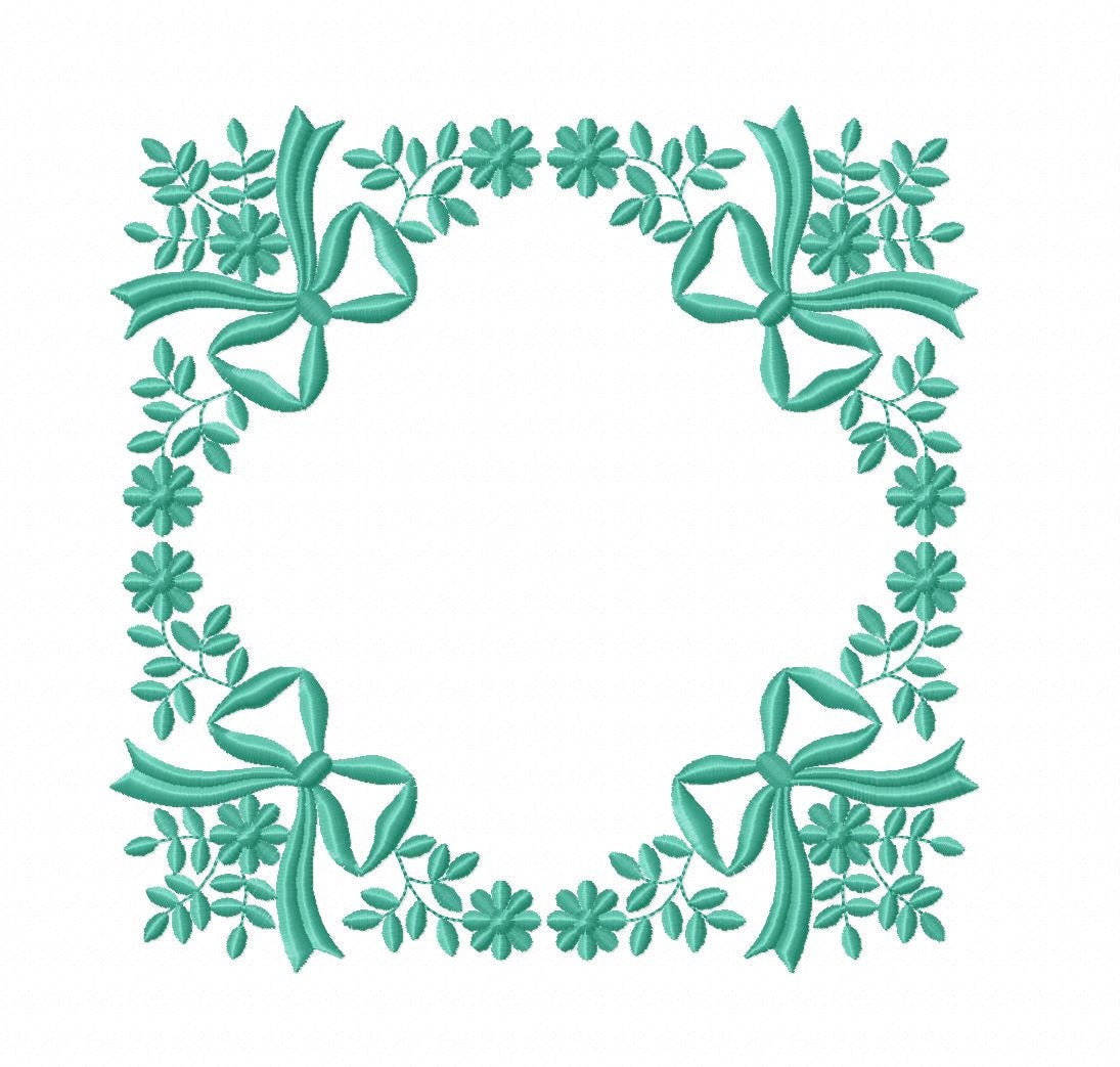 Frame Monogram Machine Embroidery design Bow and Flowers | Etsy