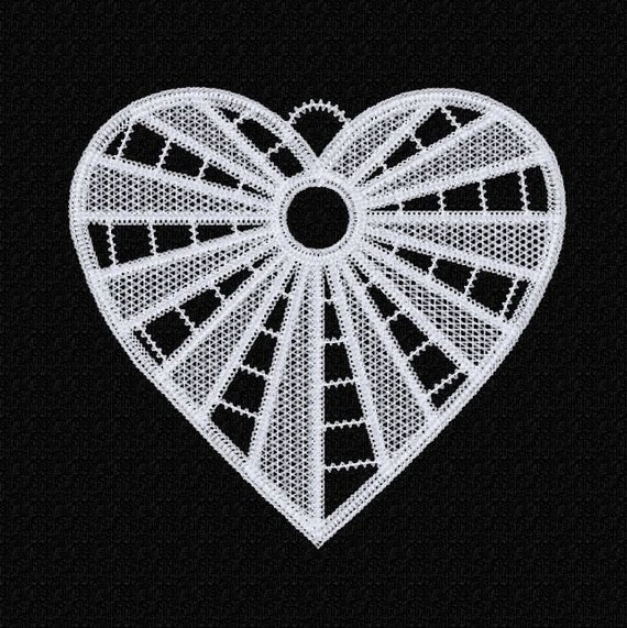Lace Heart Embroidery Design Freestanding lace machine | Etsy