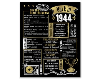 Back in 1944 Birthday Poster - Etsy