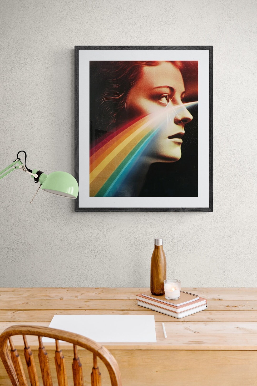 Retro Rainbow Portrait Print Mid-century Style Portrait - Etsy