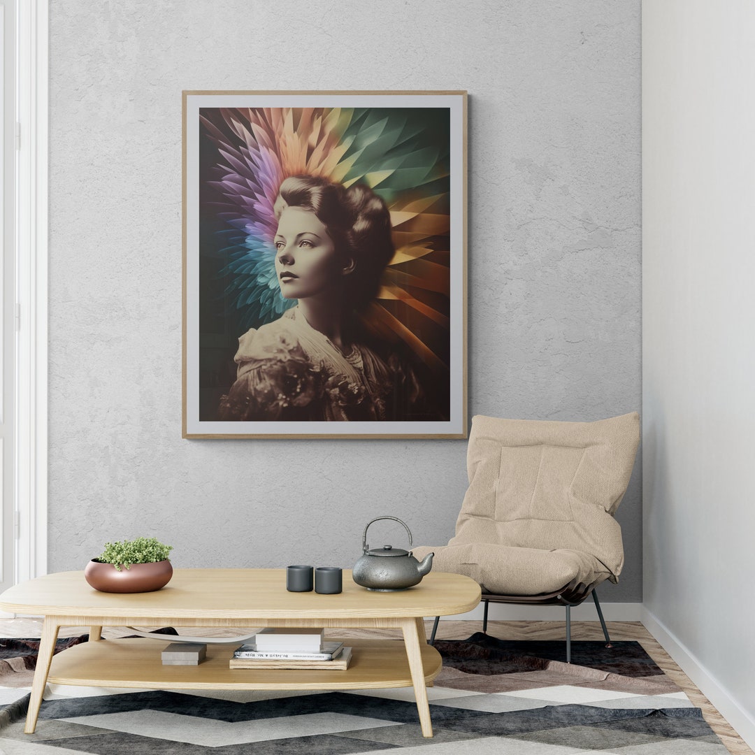 Retro Rainbow Portrait Print Mid-century Style Portrait PRINTABLE ...