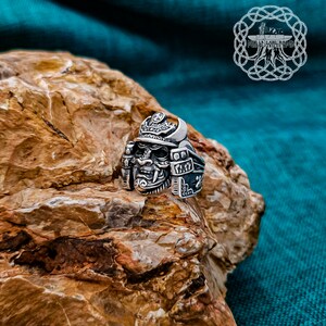 Samurai Ring. Sterling Silver Samurai Helmet Mask Ring. Handmade ...