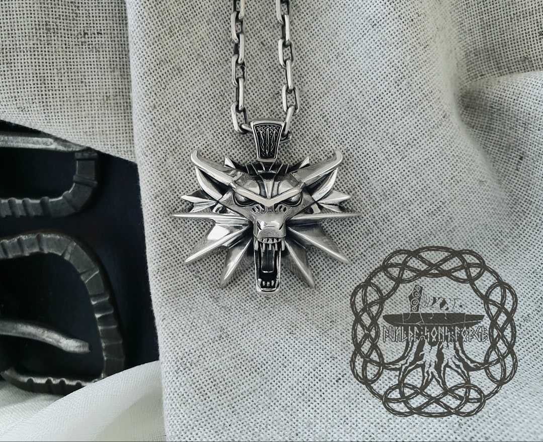 Wolf School Medallion, Geralt Medallion, Wolf Pendant, Sterling Silver ...