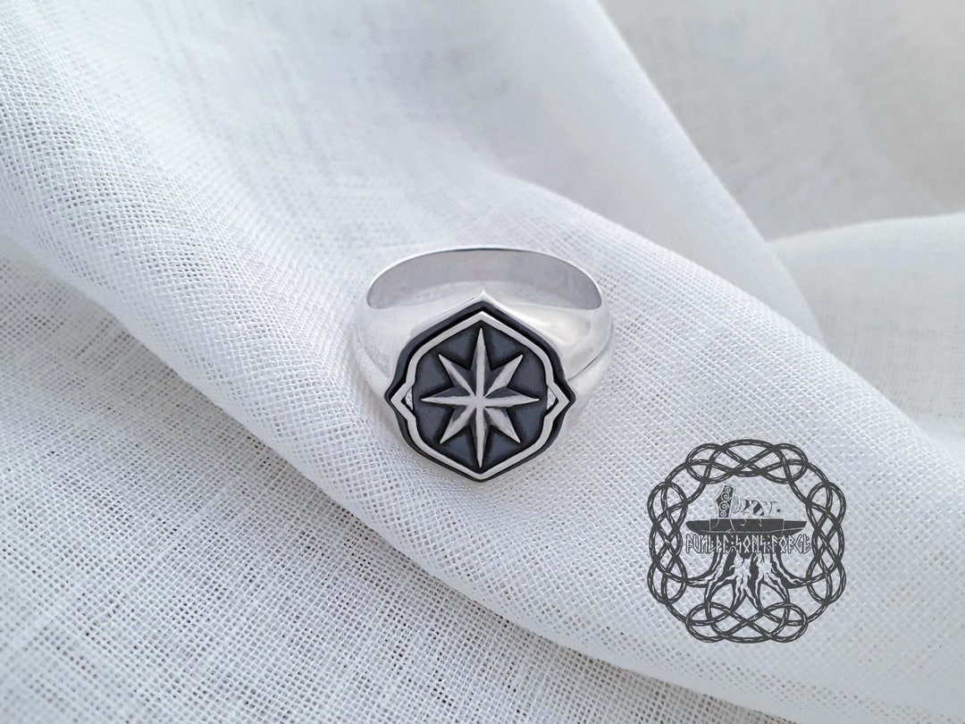 Wind Rose Ring. Handmade Sterling Silver Compass Ring. Rose of the ...
