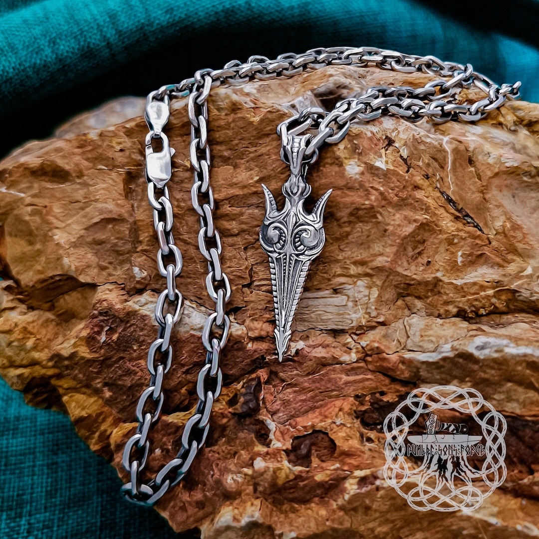 Gungnir Spear Pendant. Sterling Silver Odins Spear Necklace. Handmade ...
