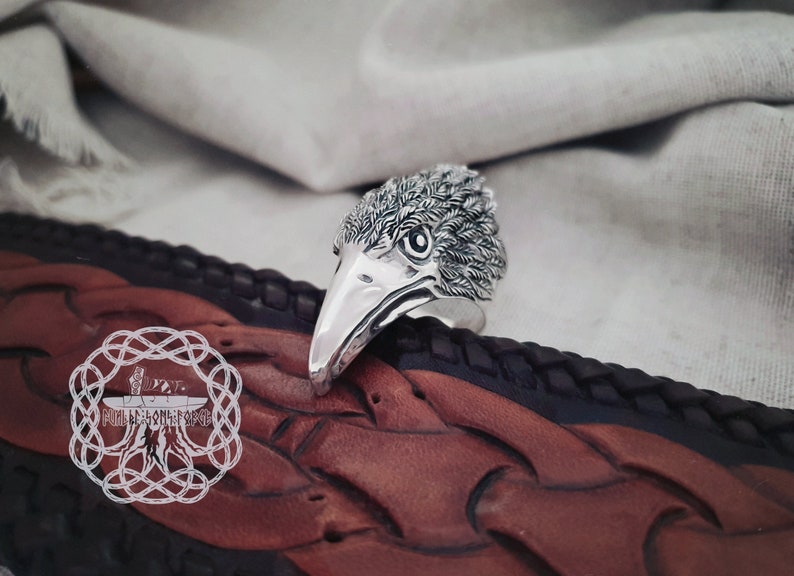 Raven Ring Sterling Silver Raven Ring Norse Animal Jewelry - Etsy