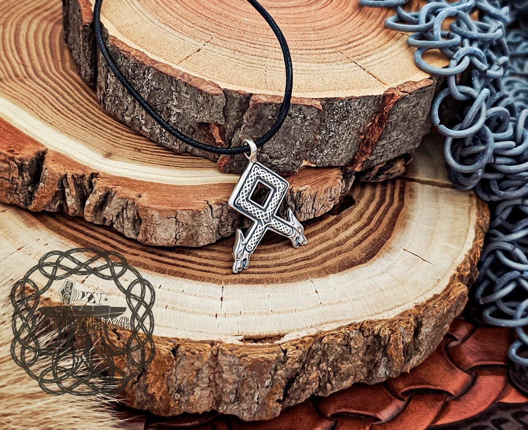 Sterling Silver Rune Othala Pendant. Handmade Wolf Viking Odal Rune ...