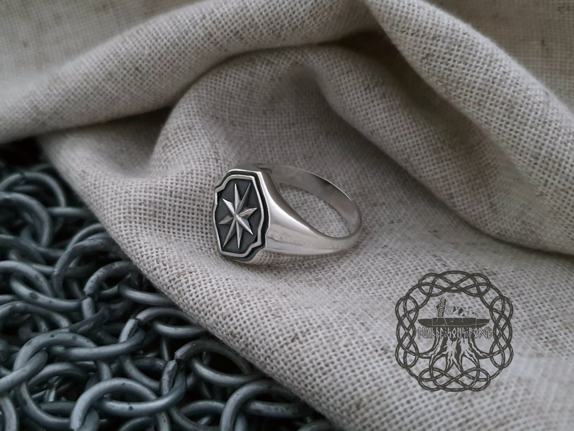 Wind Rose Ring Sterling Siver Ring Compass Signet Ring Norse - Etsy