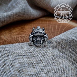 Samurai Ring. Sterling Silver Samurai Helmet Mask Ring. Handmade ...