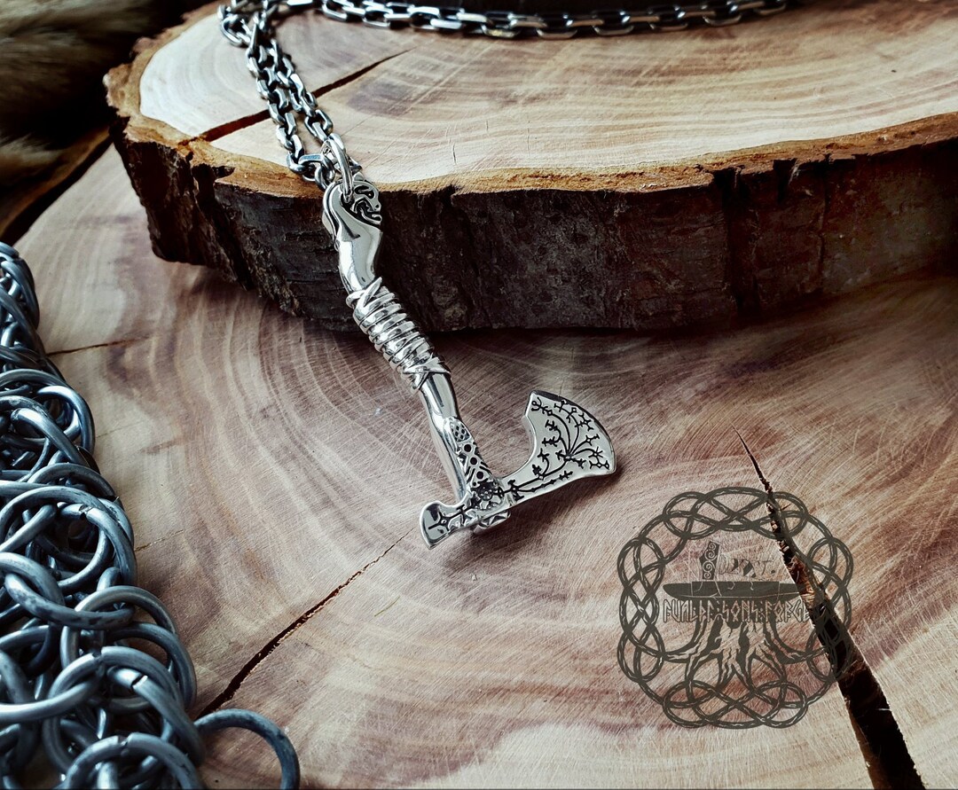 Bronze or Silver Kratos Axe Pendant: God of War Viking Necklace - Etsy