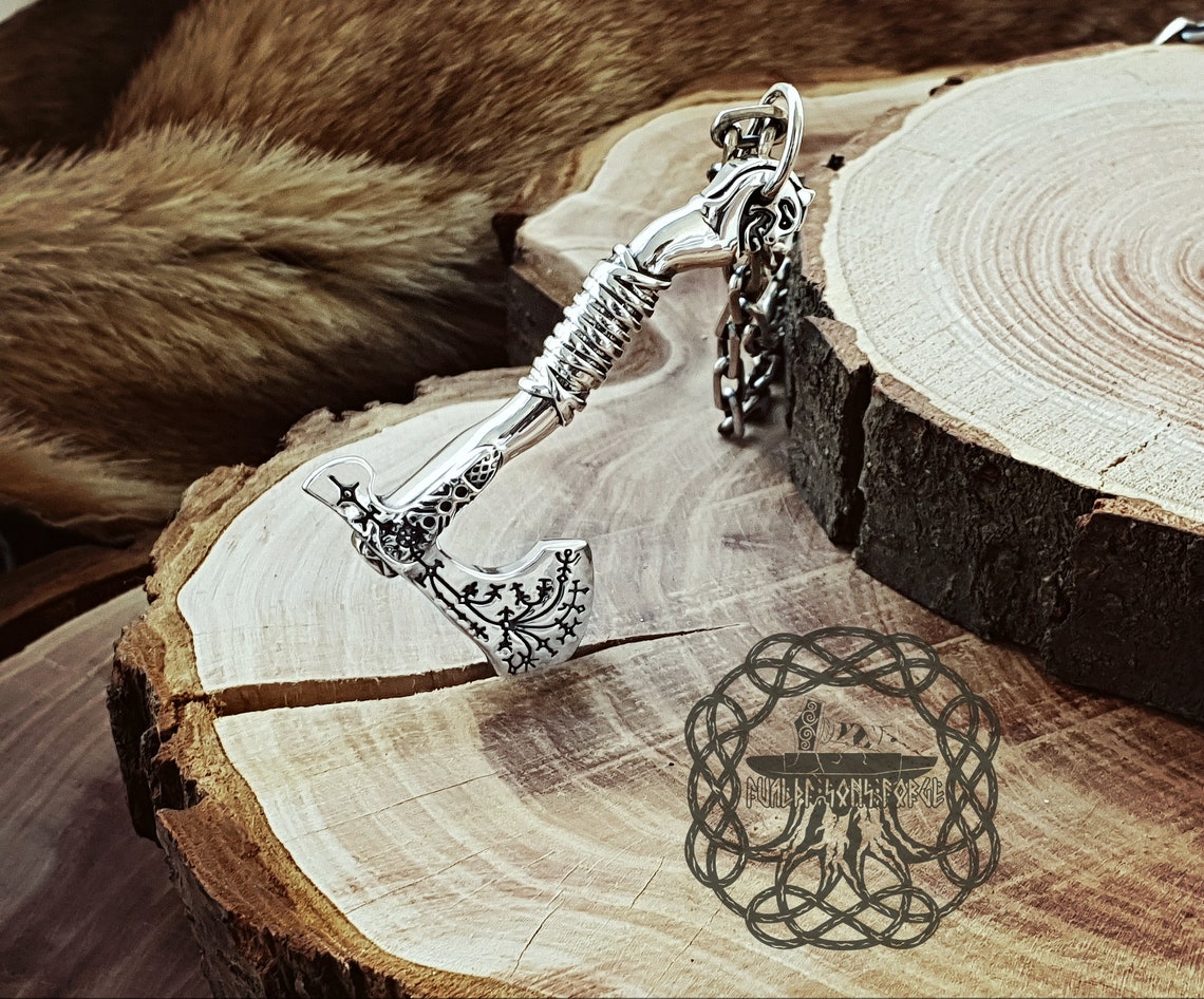 Bronze or Silver Kratos Axe Pendant: God of War Viking Necklace - Etsy