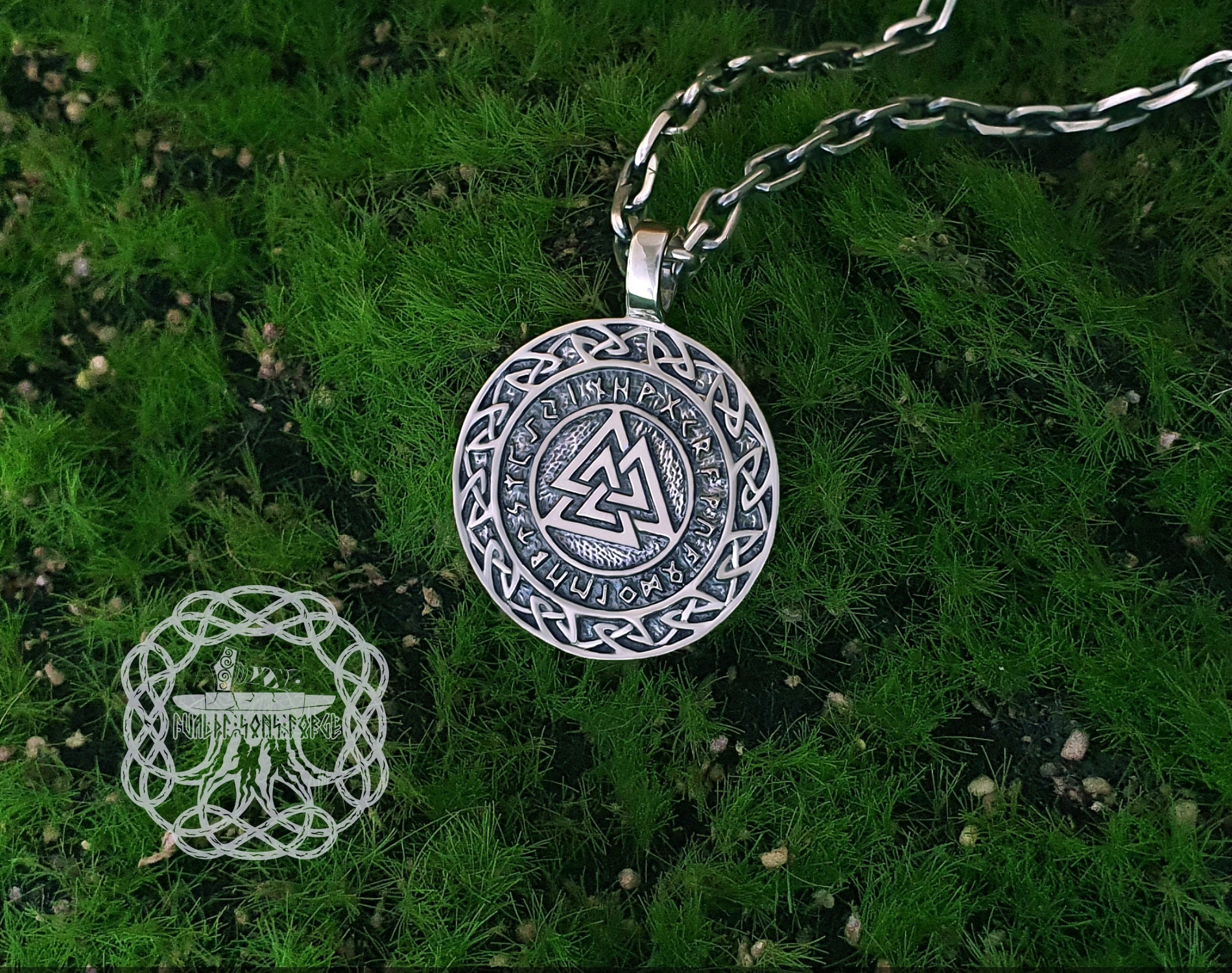 Valknut Pendant Sterling Silver Valknut Necklace Viking | Etsy