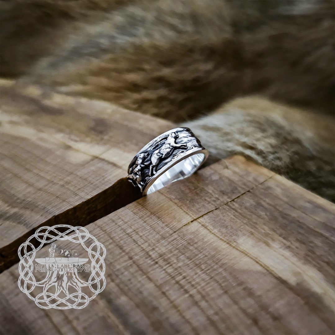 Wolf Ring. Sterling Silver Wolf Pack Ring. Handmade Pack of Wolves Ring ...