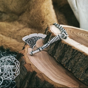 Viking Axe Pendant, Sterling Silver Battle Axe Necklace, Viking Jewelry ...