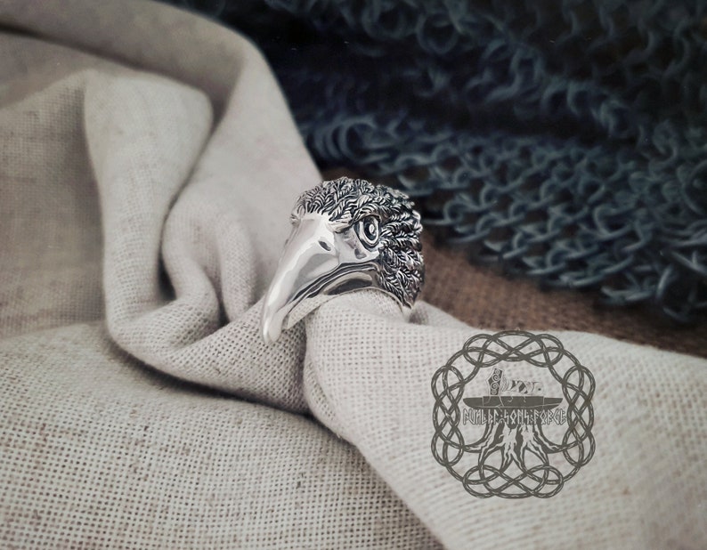Raven Ring Sterling Silver Raven Ring Norse Animal Jewelry - Etsy