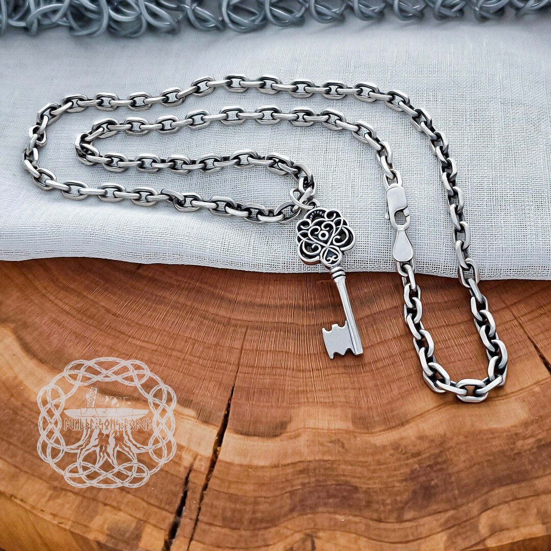 Handmade Sterling Silver Key Pendant: Elegant Key Charm Necklace - Etsy