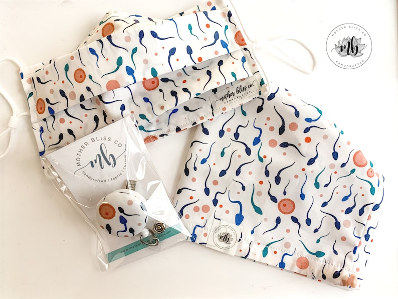 Egg and Sperm - Scrub Hat - IVF Hat | 100% Cotton | Adjustable Elastic ...