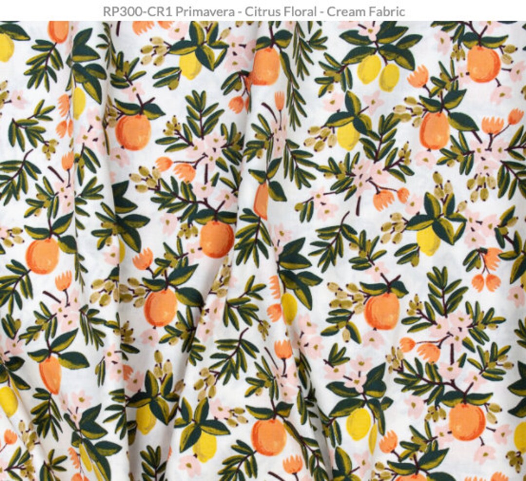 RPC Primavera - Citrus Floral - Cream Fabric Cotton Fabric by the Yard ...