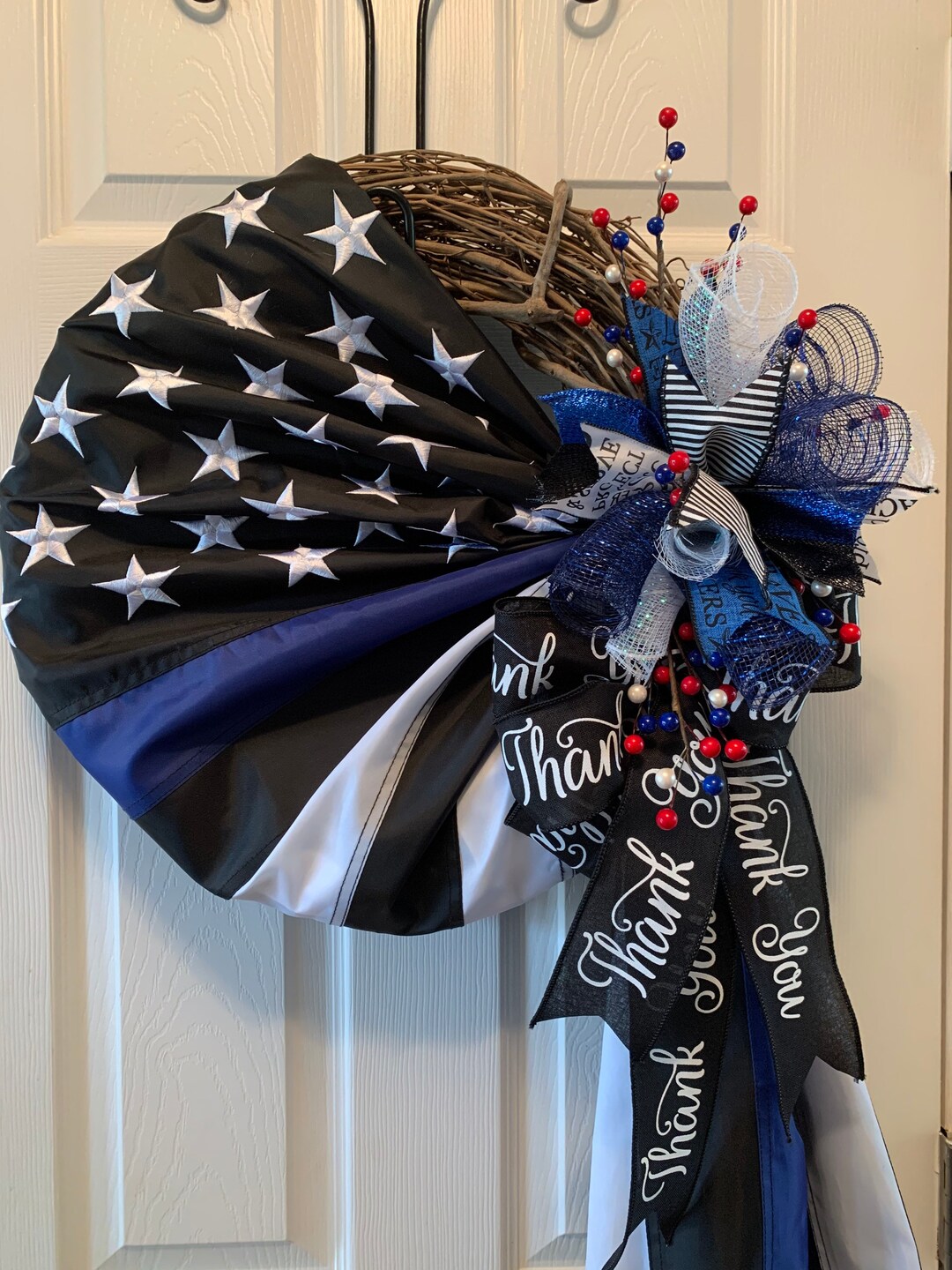 Police Wreath, Thin Blue Line Police Wreath, Back the Blue Wreath - Etsy