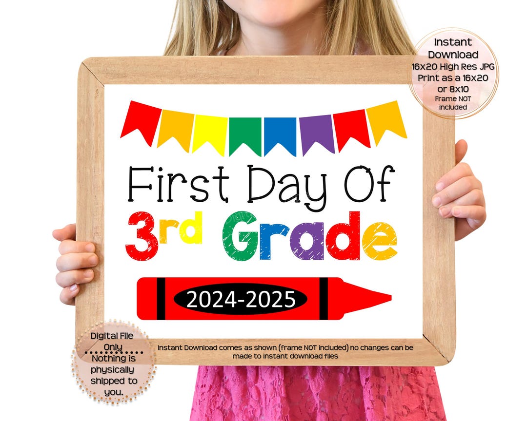 First Day of Third Grade Printable Sign First Day of School Sign 3rd ...