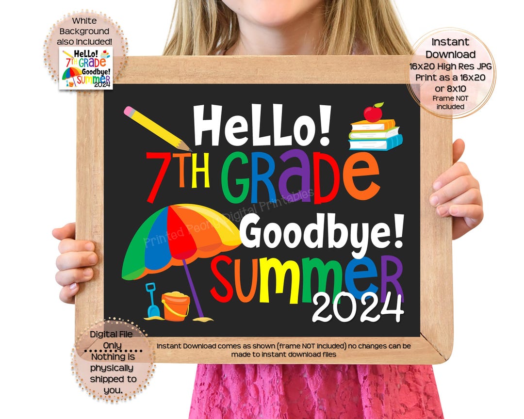 First Day of Seventh Grade Printable Sign First Day of School Sign 7th ...