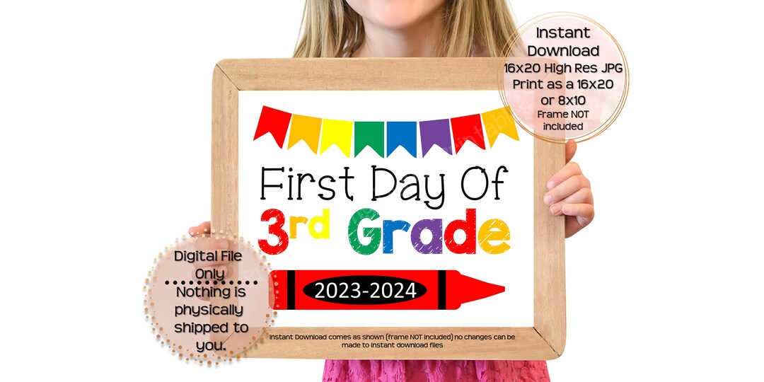 First Day of Third Grade Printable Sign First Day of School - Etsy