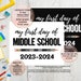 First Day of Middle School Printable Sign 1st Day of School - Etsy