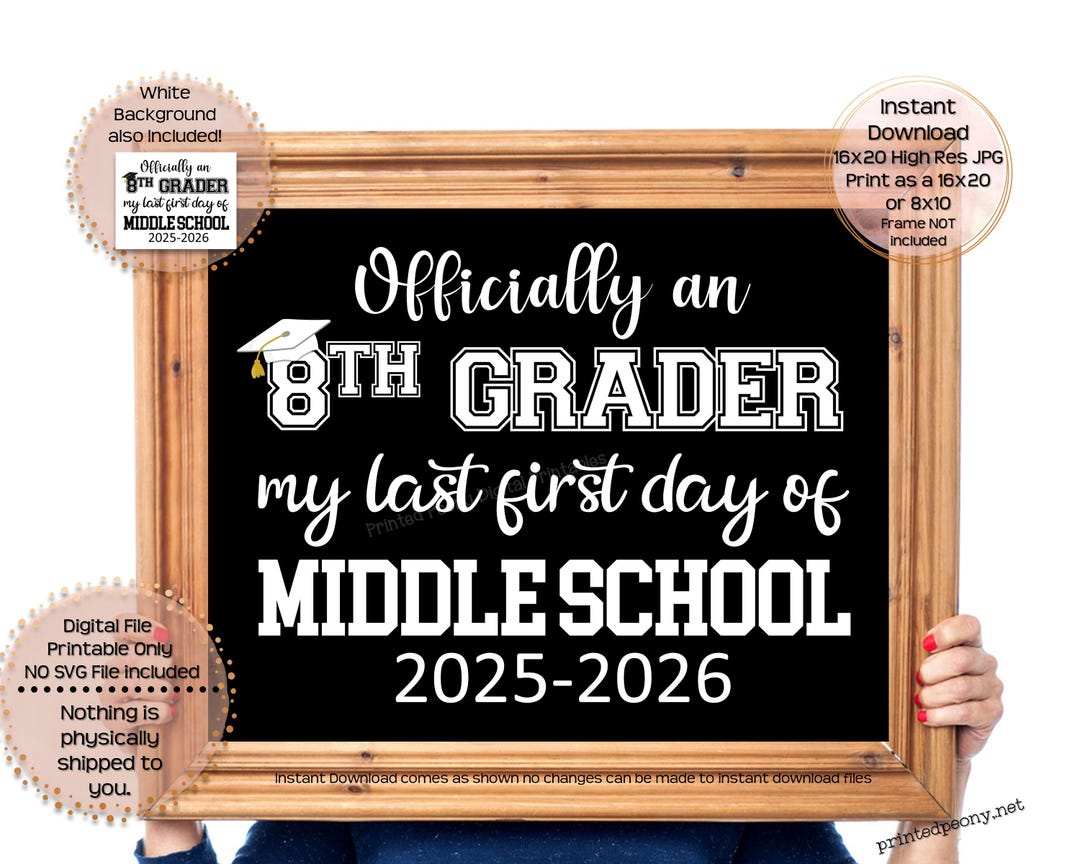 First Day of Eighth Grade Printable Sign First Day of School Sign 8th ...