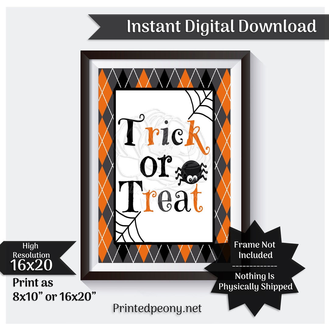Halloween Printable Trick or Treat Printable Instant Digital Download ...