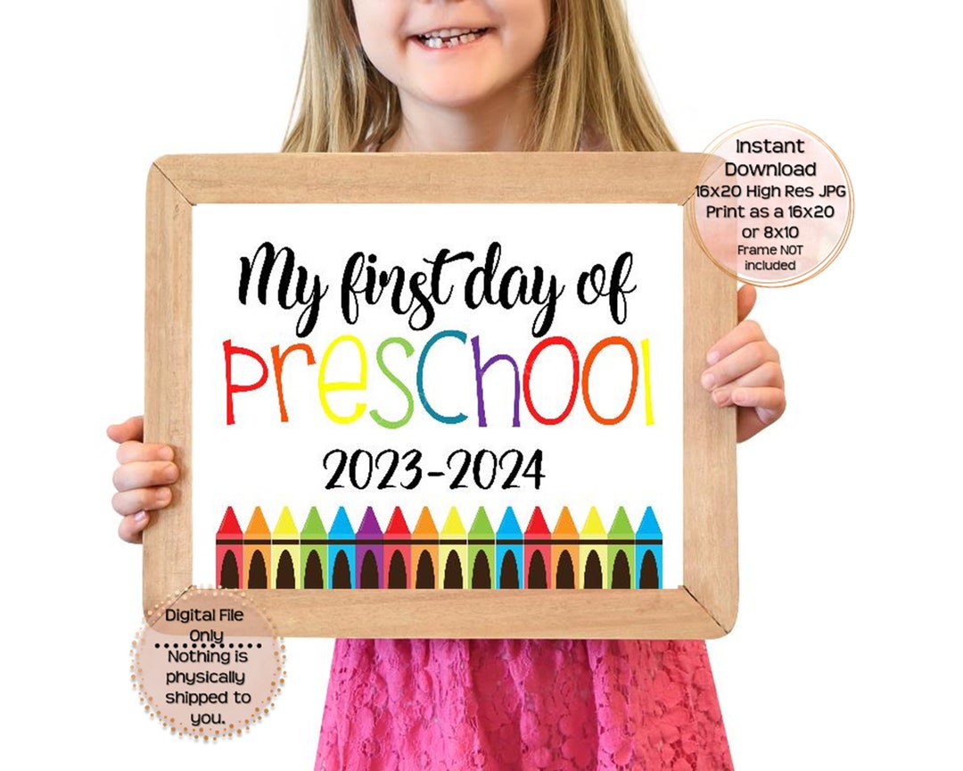 First Day of Preschool Printable Sign 1st Day of School Sign - Etsy