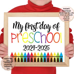 First Day of Preschool Printable Sign 1st Day of School Sign Pre-k ...