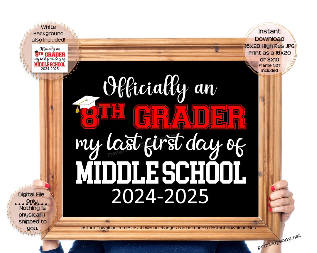 First Day of Eighth Grade Printable Sign First Day of School Sign 8th ...