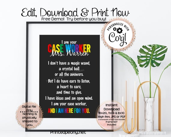 Personalized Printable Case Worker Gift School Gift for Case - Etsy