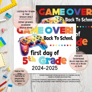 First Day of Fifth Grade Printable Sign 1st Day of School Sign 5th ...