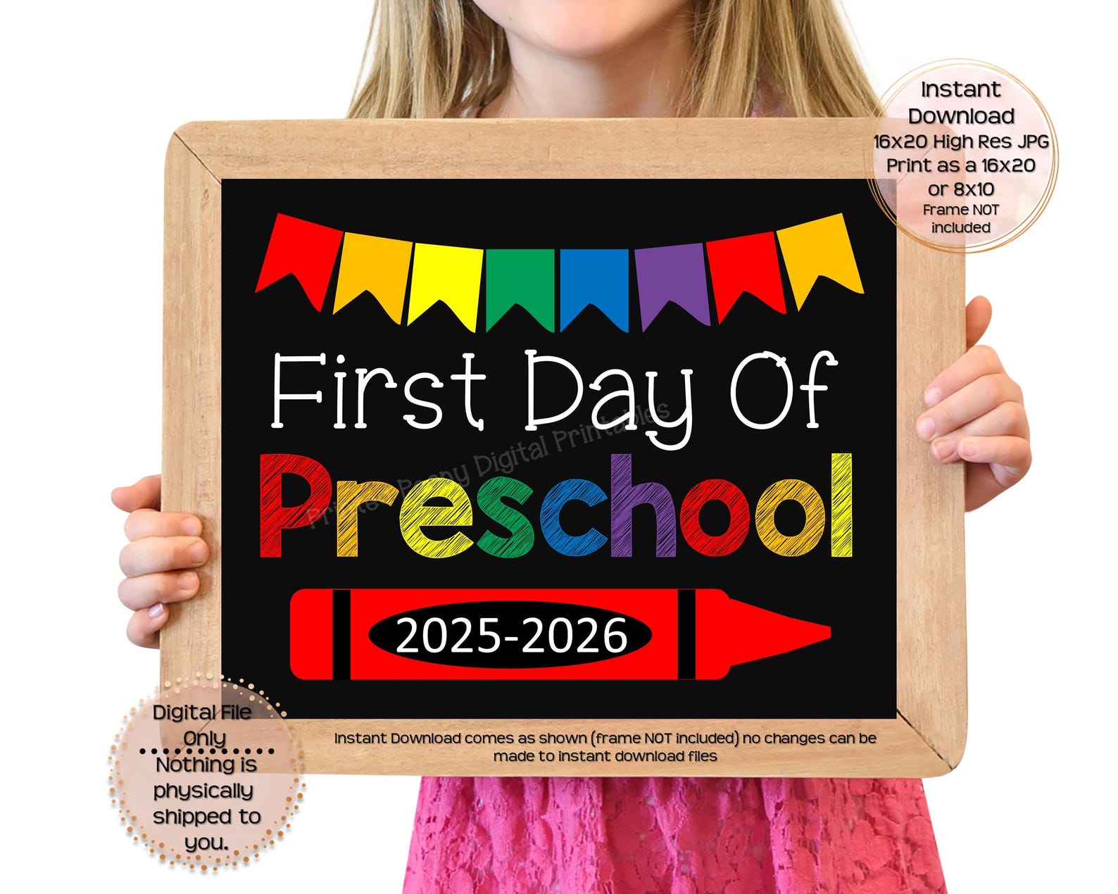 First Day of Preschool Printable Sign 1st Day of School Sign Pre-k ...