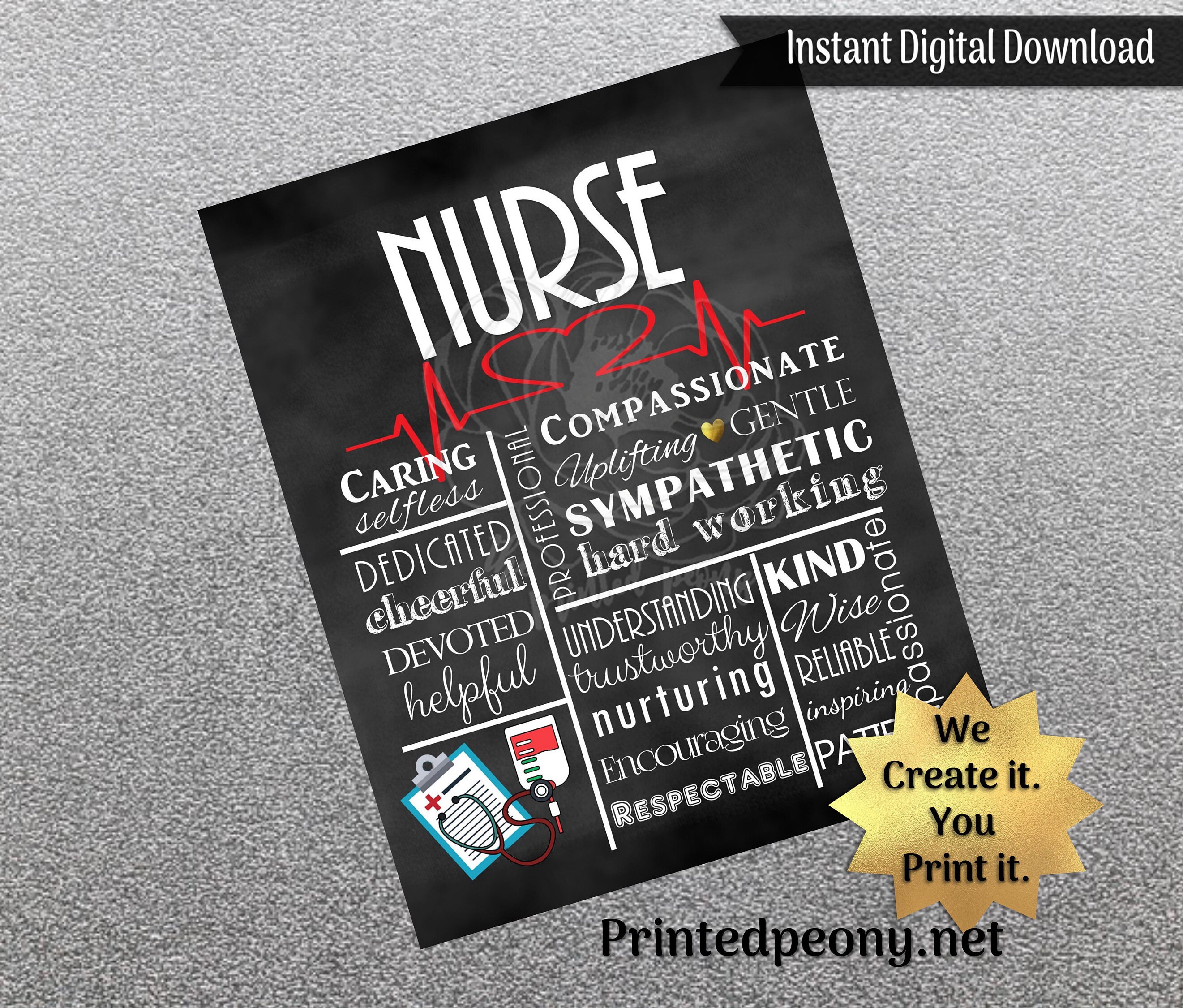 Nurse Wall Art Chalkboard Nursing Student RN Gift LPN Gift | Etsy