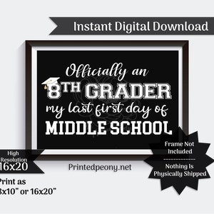 First Day of Eighth Grade Printable Sign First Day of School Sign 8th ...