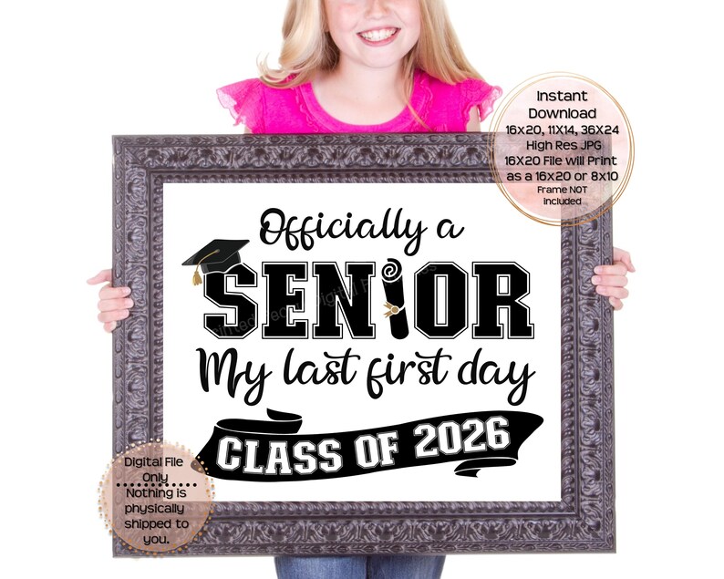 First Day of Senior Year Printable Sign First Day of School Sign 12th ...