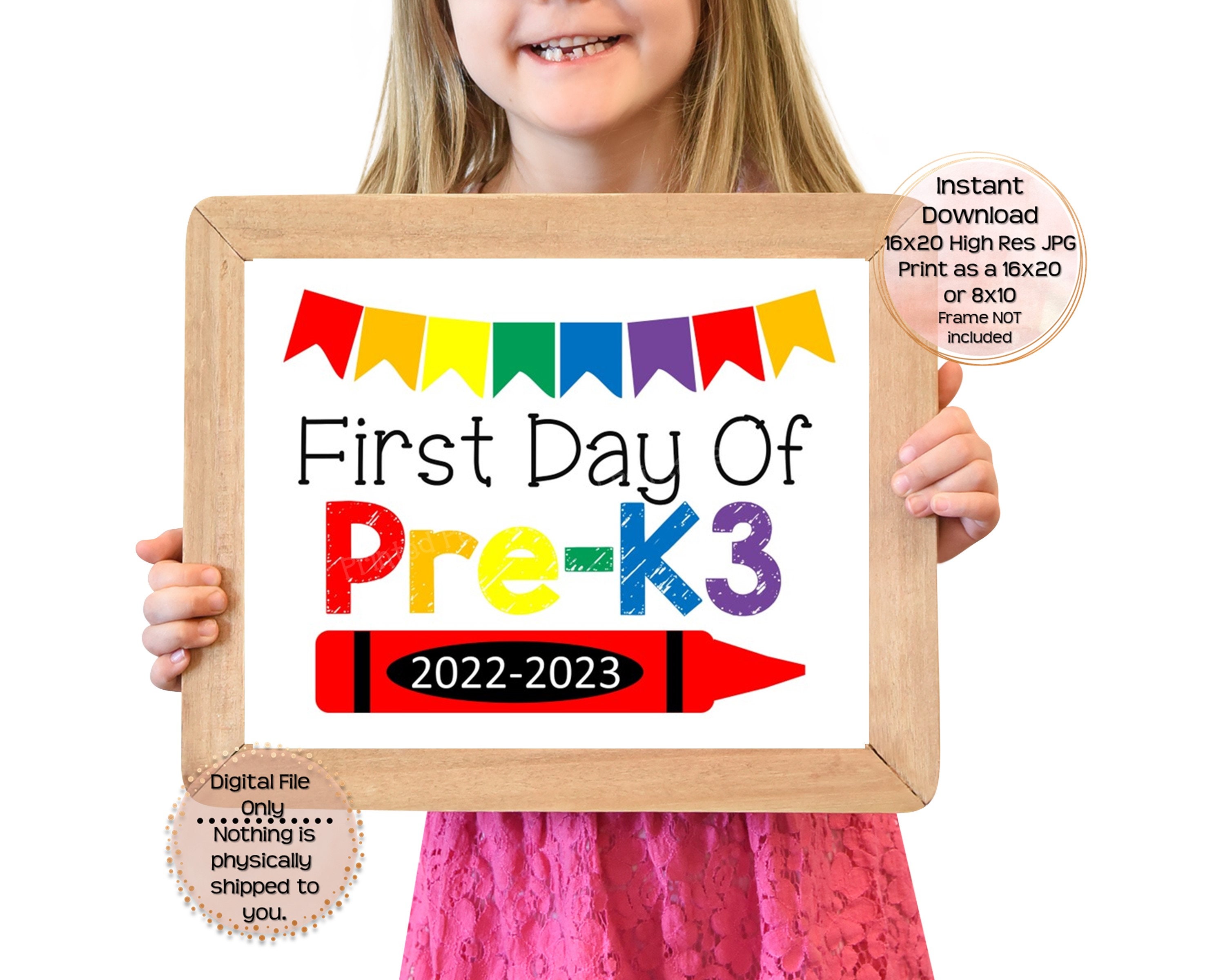 First Day of Pre-k 3 Printable Sign 1st Day of School Sign - Etsy