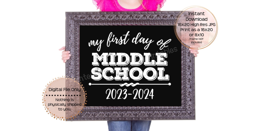 First Day of Middle School Printable Sign 1st Day of School - Etsy