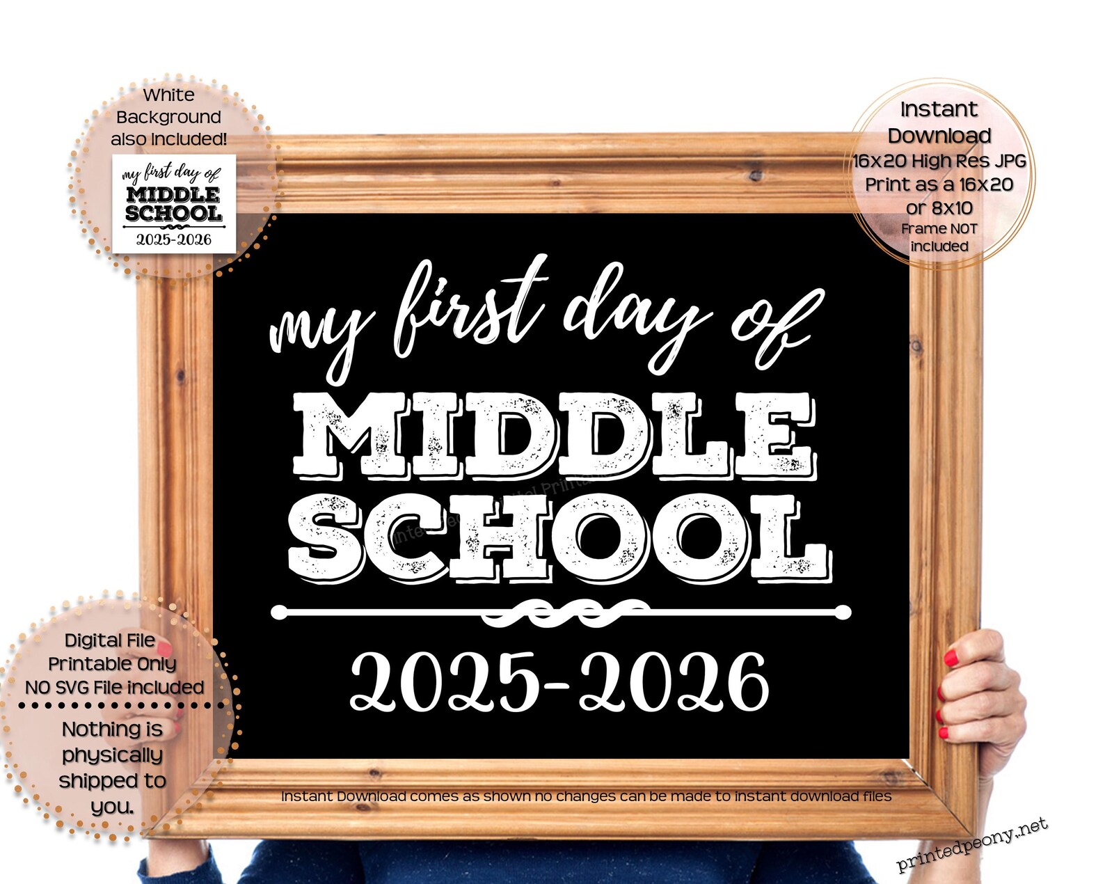First Day of Middle School Printable Sign 1st Day of School Sign 6th ...