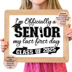 First Day of Senior Year Printable Sign First Day of School Sign 12th ...