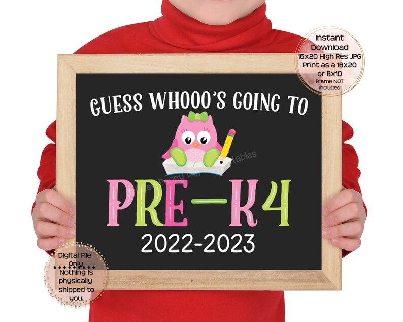 First Day of Pre-k 4 Printable Sign 1st Day of School Sign - Etsy