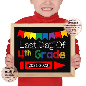 Last Day of Fourth Grade Printable Sign End of School Sign 4th - Etsy