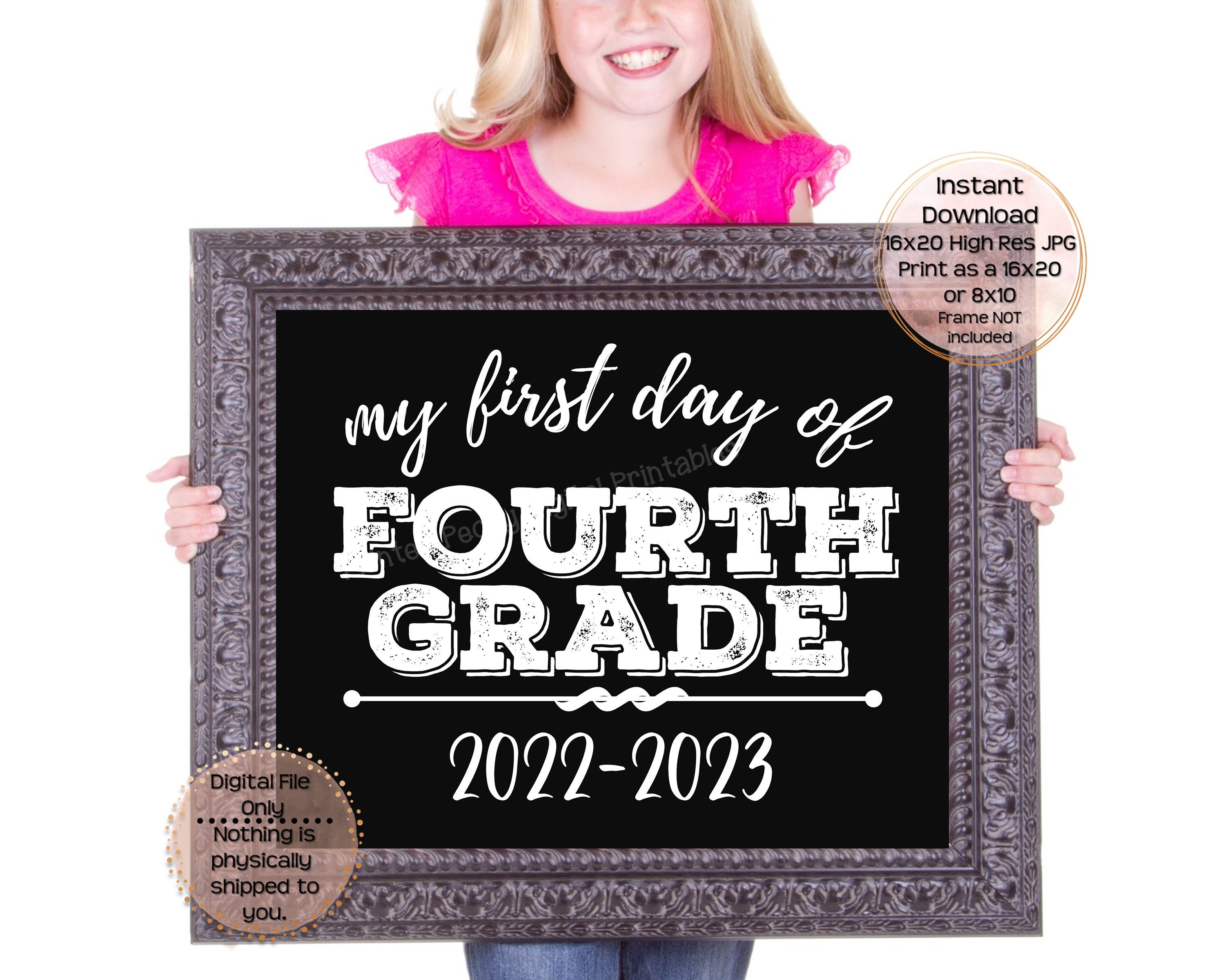 First Day of Fourth Grade Printable Sign First Day of School - Etsy